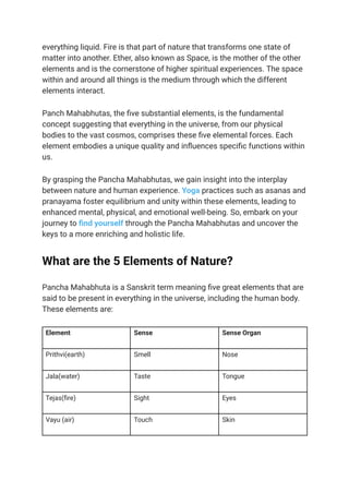 5 Elements of Nature (Pancha Mahabhutas) | PDF