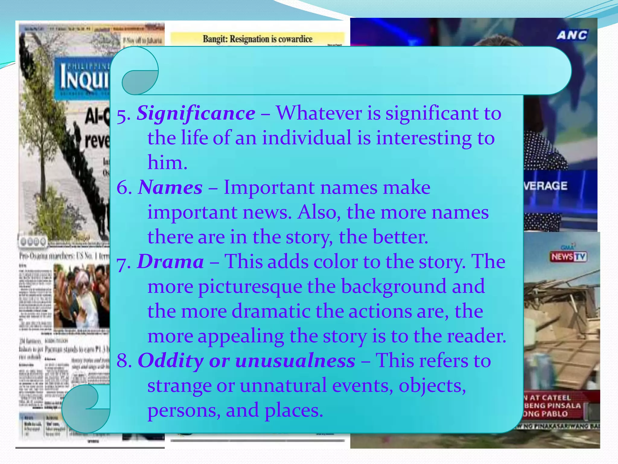 Elements of news | PPTX