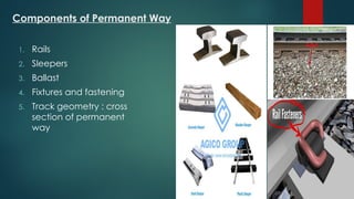 ELEMENTS OF PERMANENT WAY , rails, their use, types, significance etc | PPT