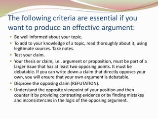 Elements of persuasive or argument writing | PPTX