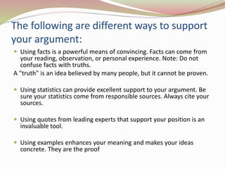 Elements of persuasive or argument writing | PPTX