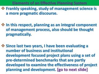 Elements of planning | PPTX