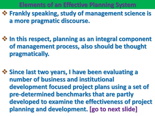 Elements of planning | PPTX