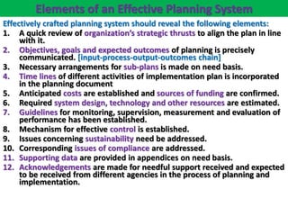 Elements of planning | PPTX