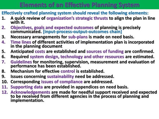 Elements of planning | PPTX