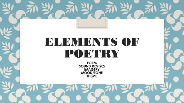 Elements of Poetry | PPT