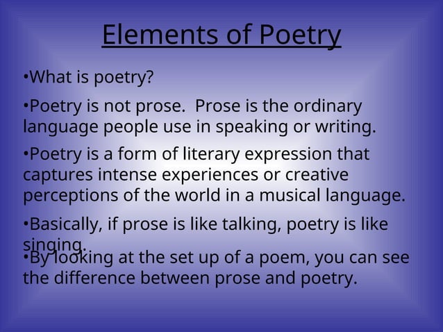 elements of poetry power point presentation | PPT
