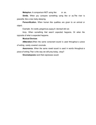 Elements of poetry written report | DOCX | Poetry | Books and Literature