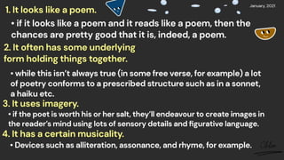 Elements of poetry structure of poetry | PDF