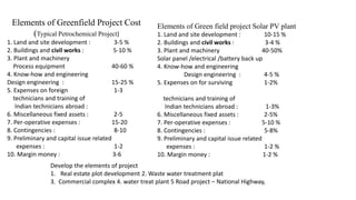 Elements of Project Cost and plant and machinery construction | PPT