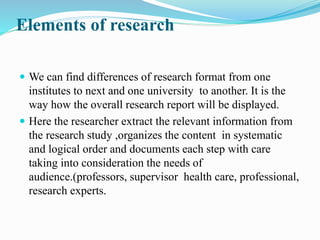 Elements of research | PPTX