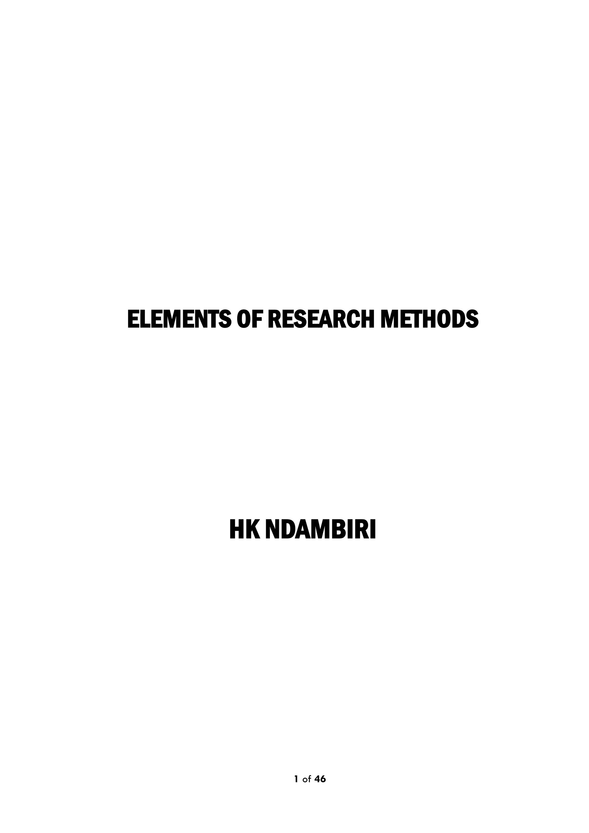 Elements of research methods | PDF