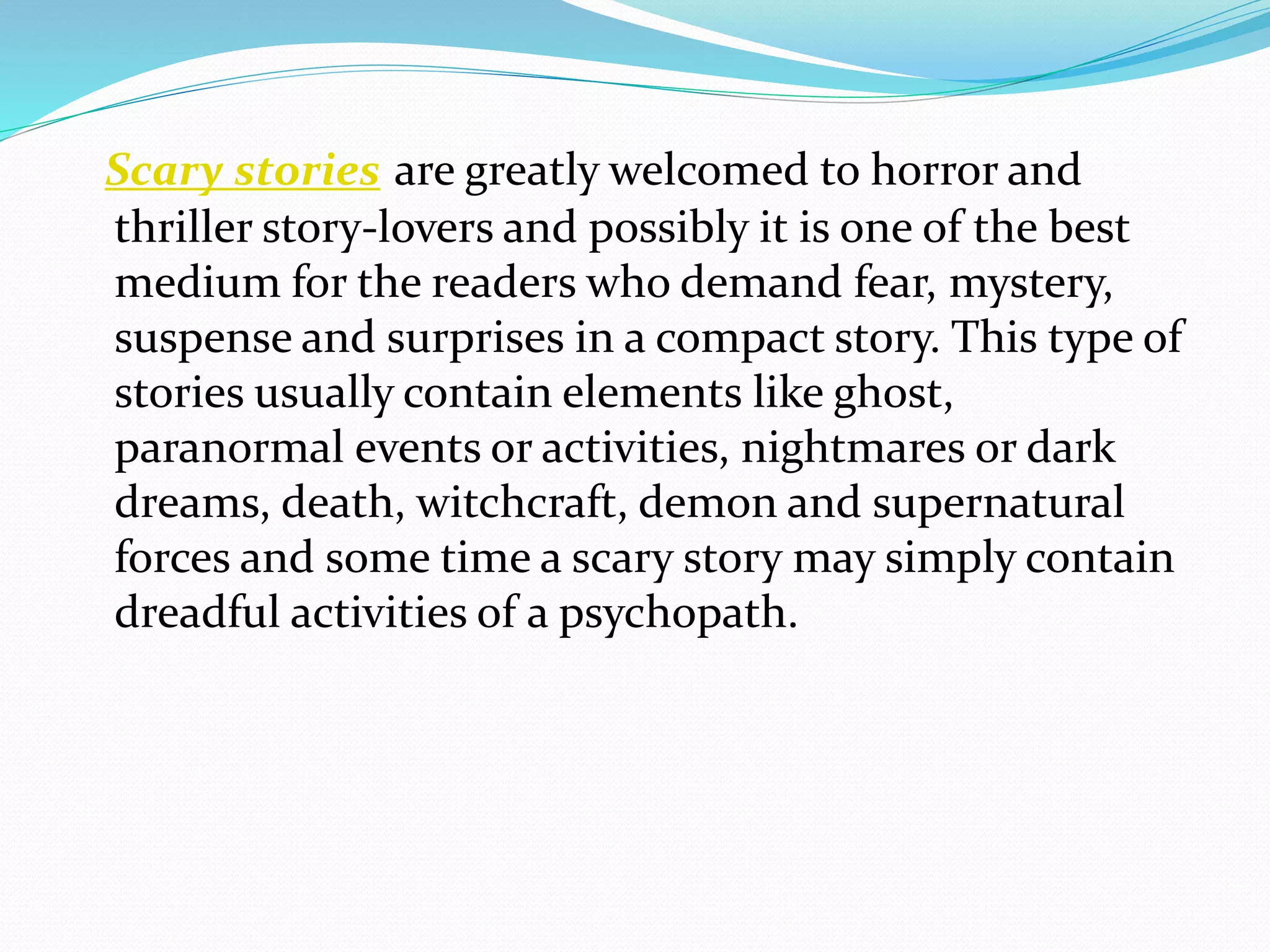 Elements of scary stories | PPTX