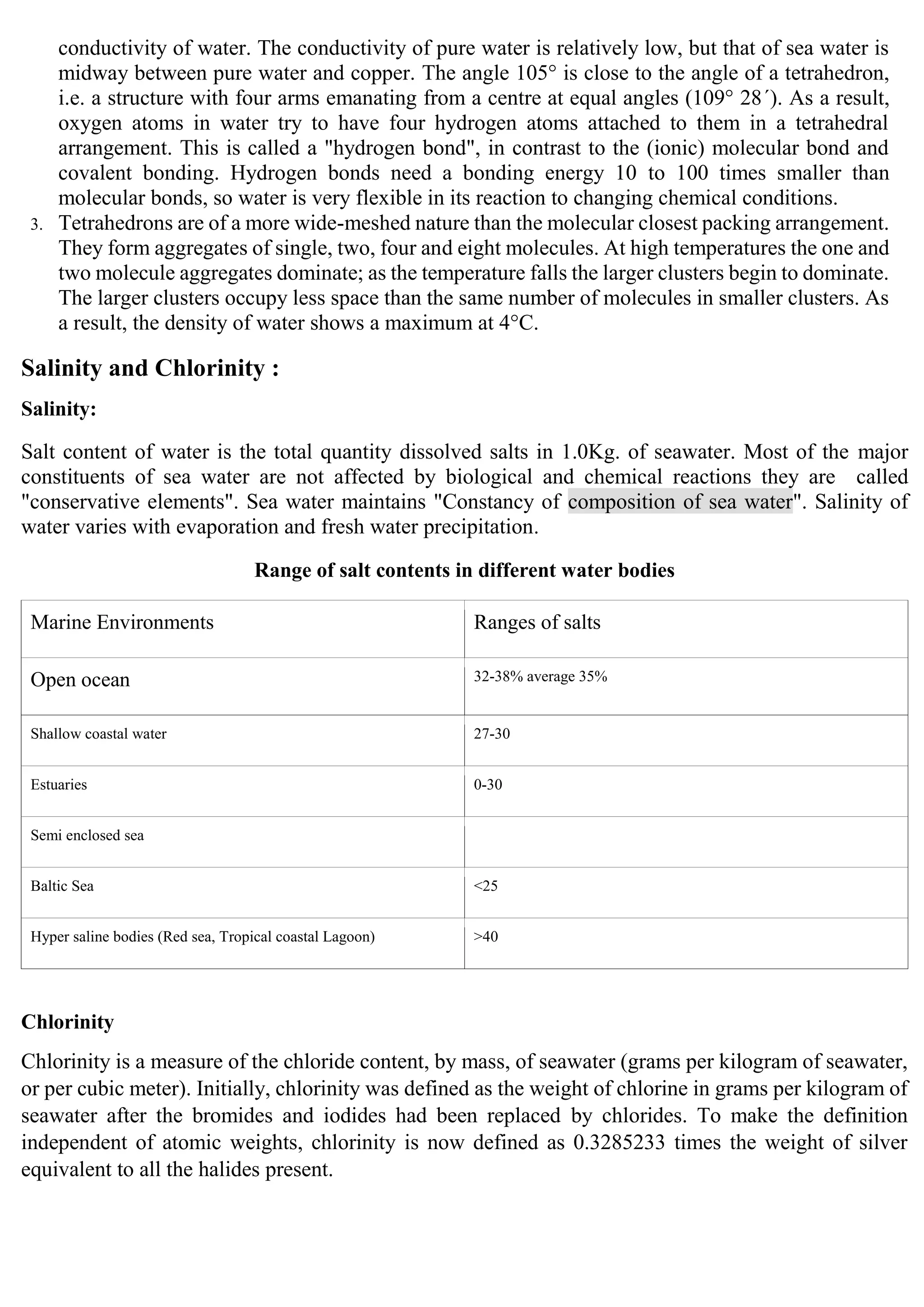 Elements of sea water (aem 215) | PDF