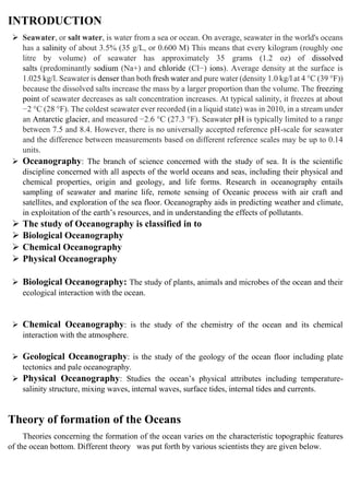 Elements of sea water (aem 215) | PDF