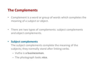 Elements of Sentence | PPTX