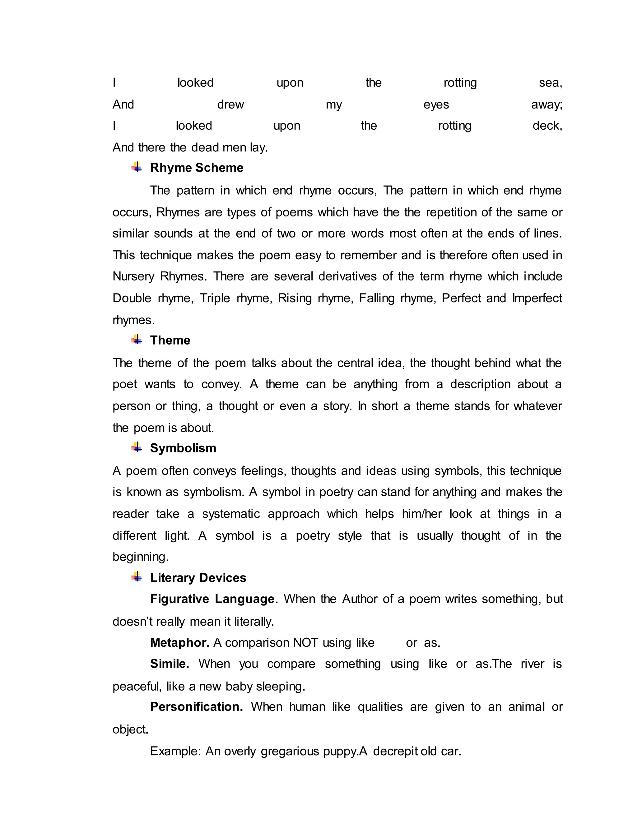 E lements of short story, drama and poetry | DOCX
