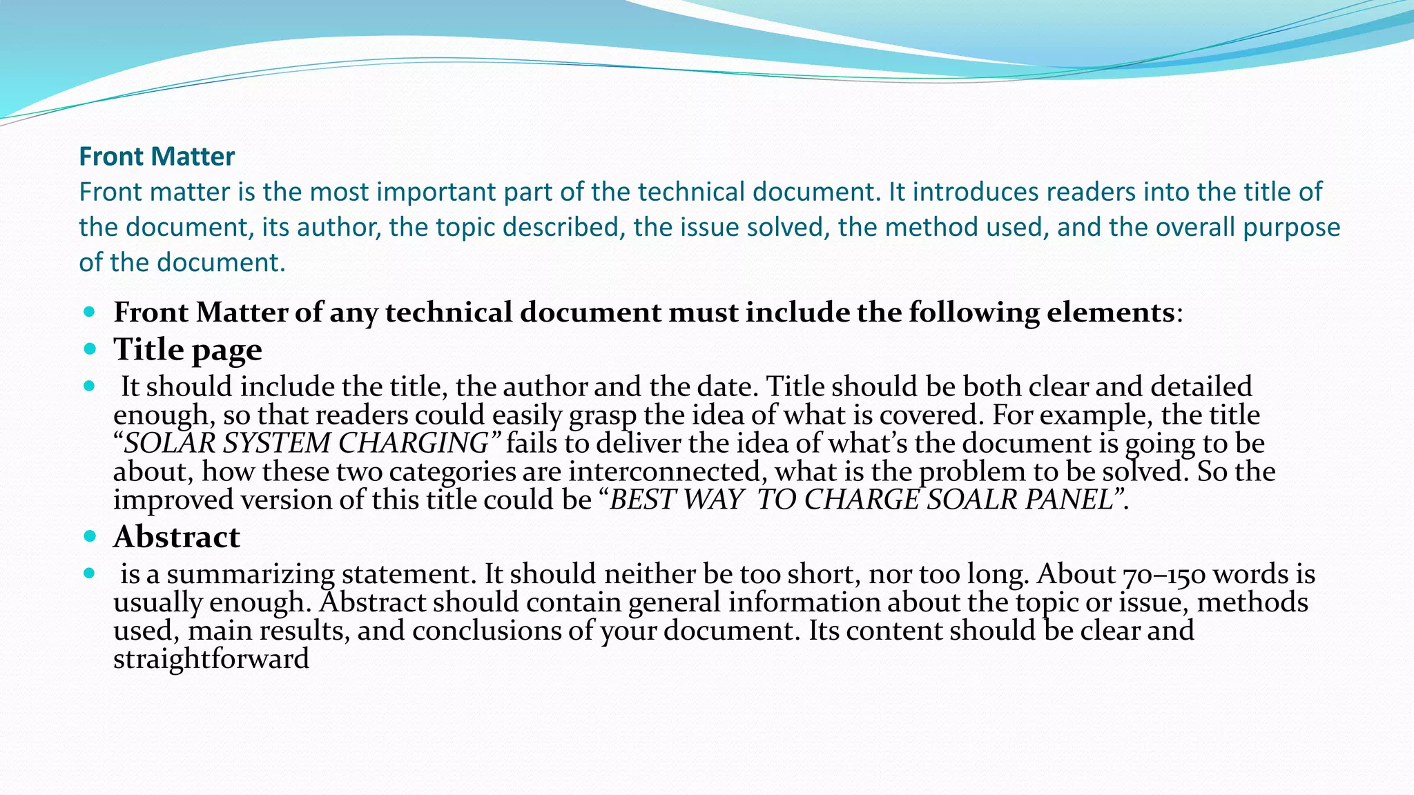 Elements of technical document | PPTX