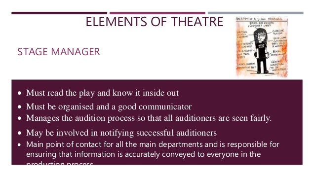 Elements of theatre - Stage manager, stage crew and house management | PPTX