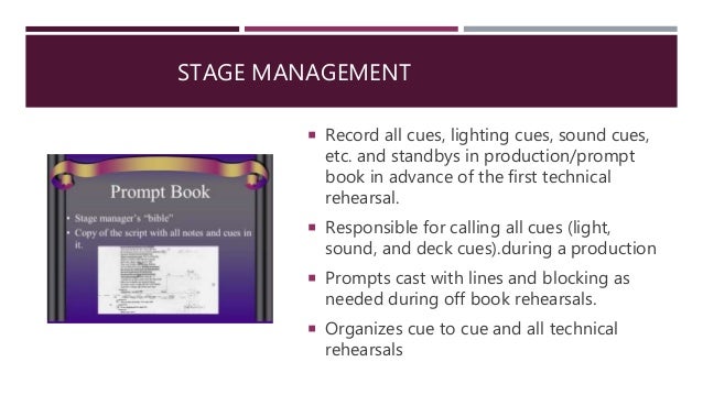 Elements of theatre - Stage manager, stage crew and house management | PPTX