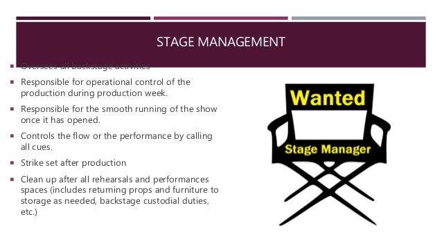 Elements of theatre - Stage manager, stage crew and house management | PPTX