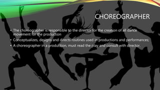 Elements of theatre - Director, choreographer, costume designer ...
