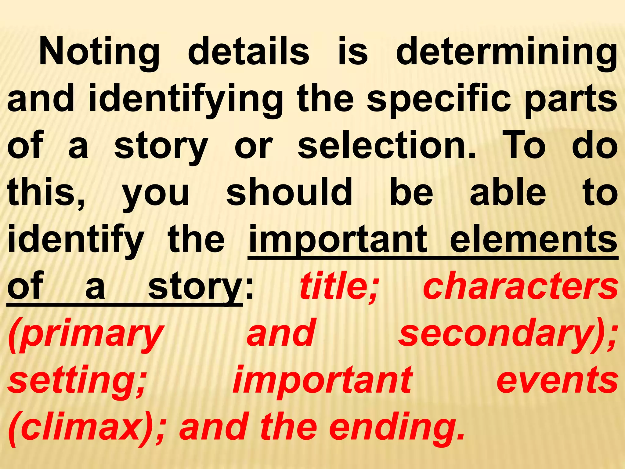 Elements of the story | PPTX