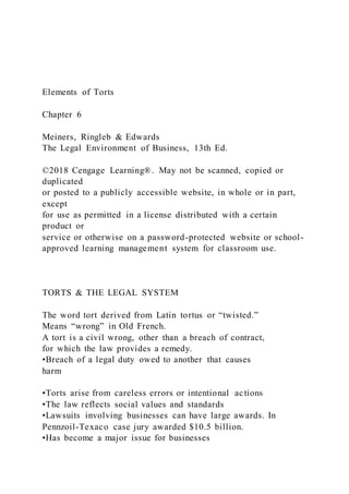 Elements of TortsChapter 6Meiners, Ringleb & Edwards | DOCX