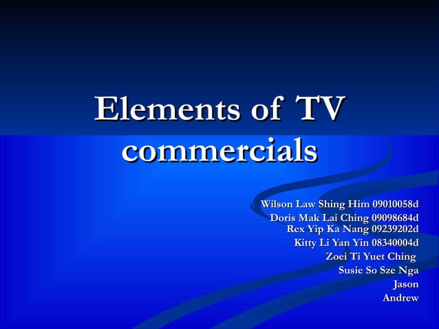 Elements Of Tv Commercials | PPT