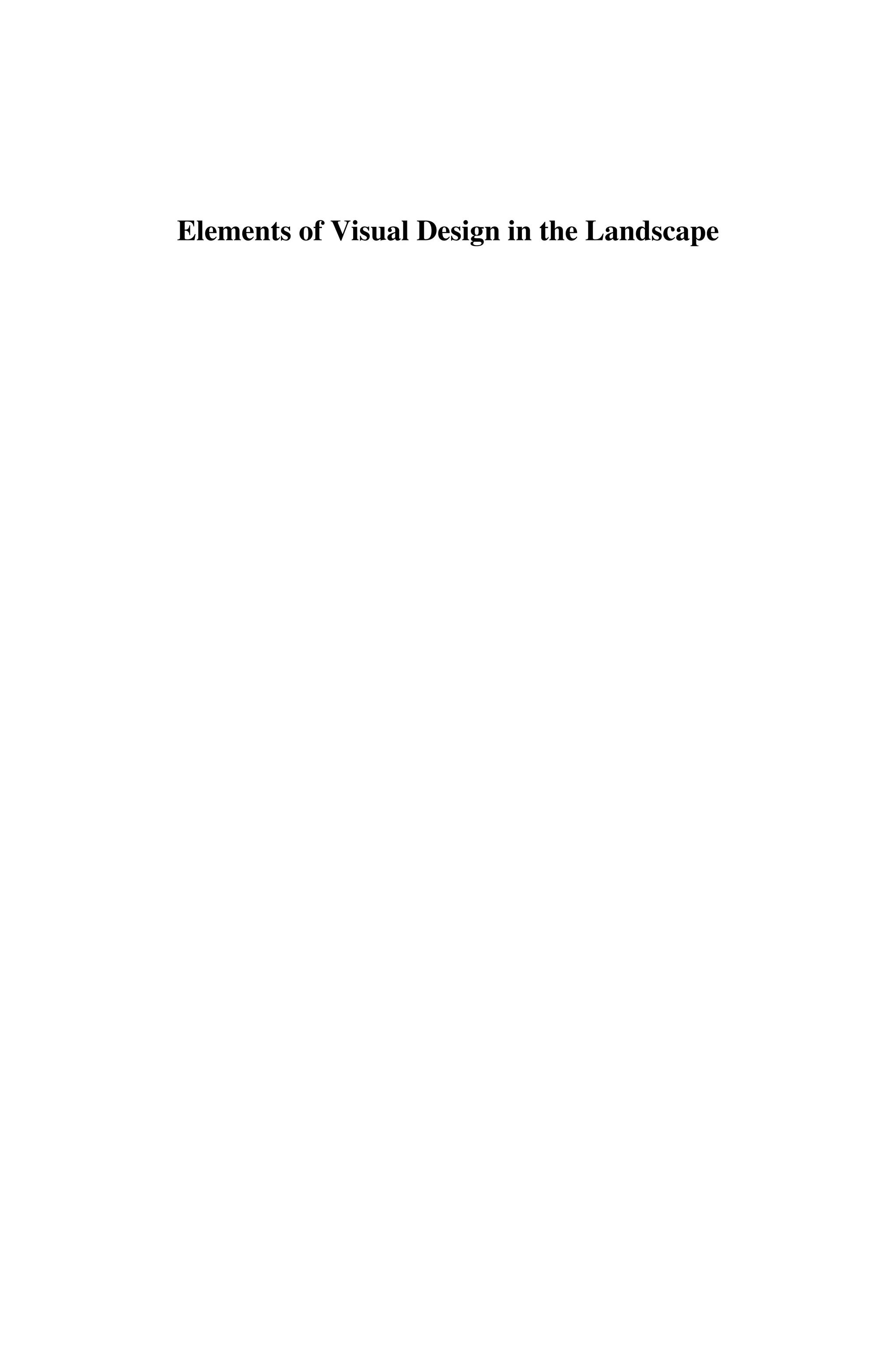 Elements of visual design in the landscape simon bell | PDF