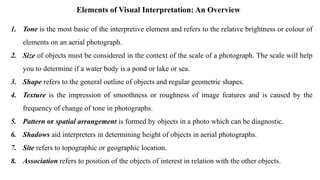 ELEMENTS OF VISUAL INTERPRETATION OF AIR PHOTOGAPHS AND SATTELITE ...