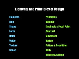 elements of art and principles of art and design | PPT