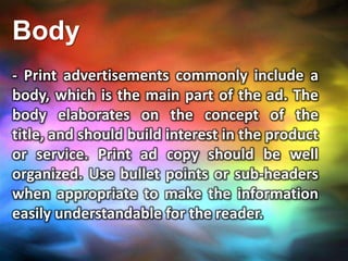 Elements of a print ad | PPTX