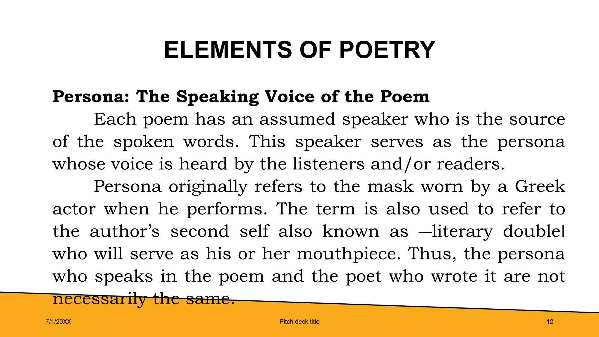 Elements, Techniques, and Literary Devices in Poetry | PPTX