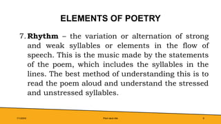 Elements, Techniques, and Literary Devices in Poetry | PPTX