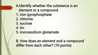 ELEMENTS VS COMPOUNDS.pptx | Chemistry | Science