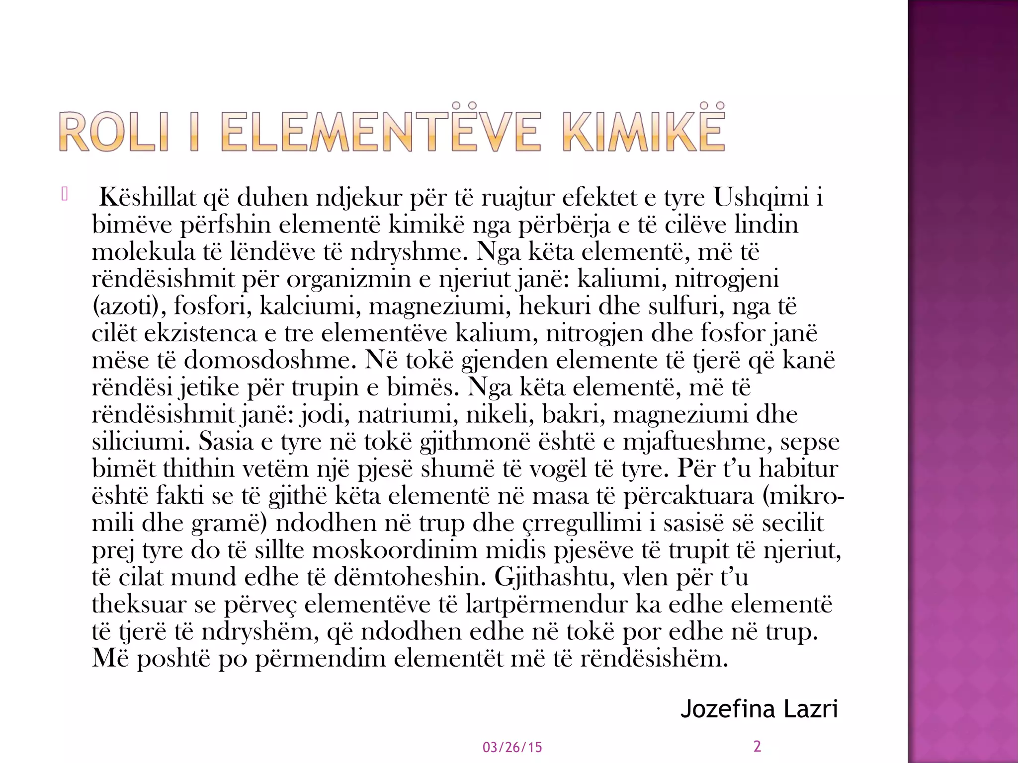 Elementët kimikë | PPT