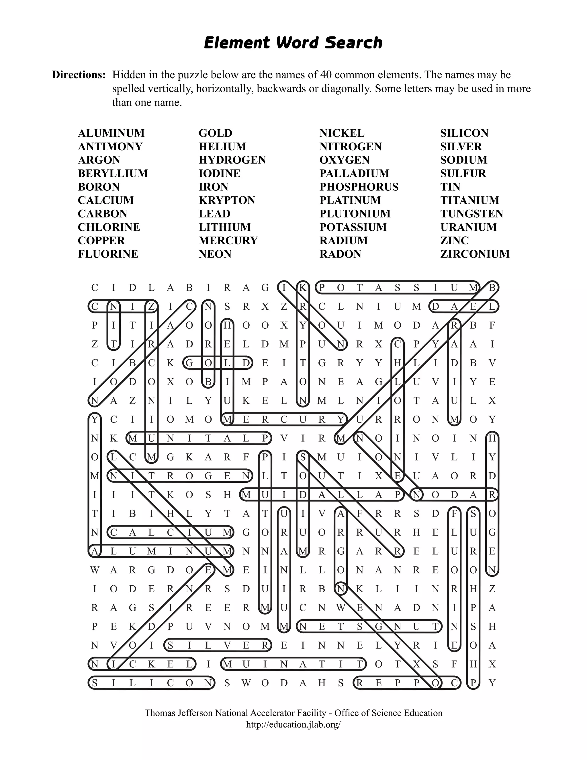 elementwordsearch.pdf | Chemistry | Science