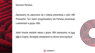 Kurs Excel - Elementy języka vba | PPT