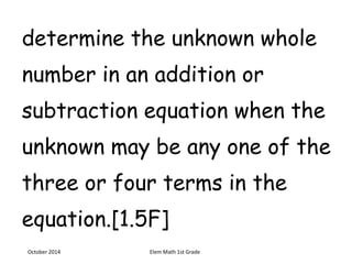 Elem Math 1st Grade (education about math) | PPTX