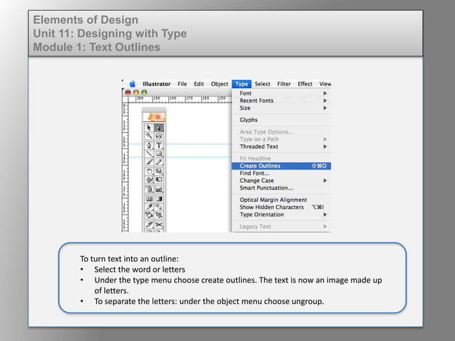 Elem of design unit 11 module 1 text outlines | PPTX