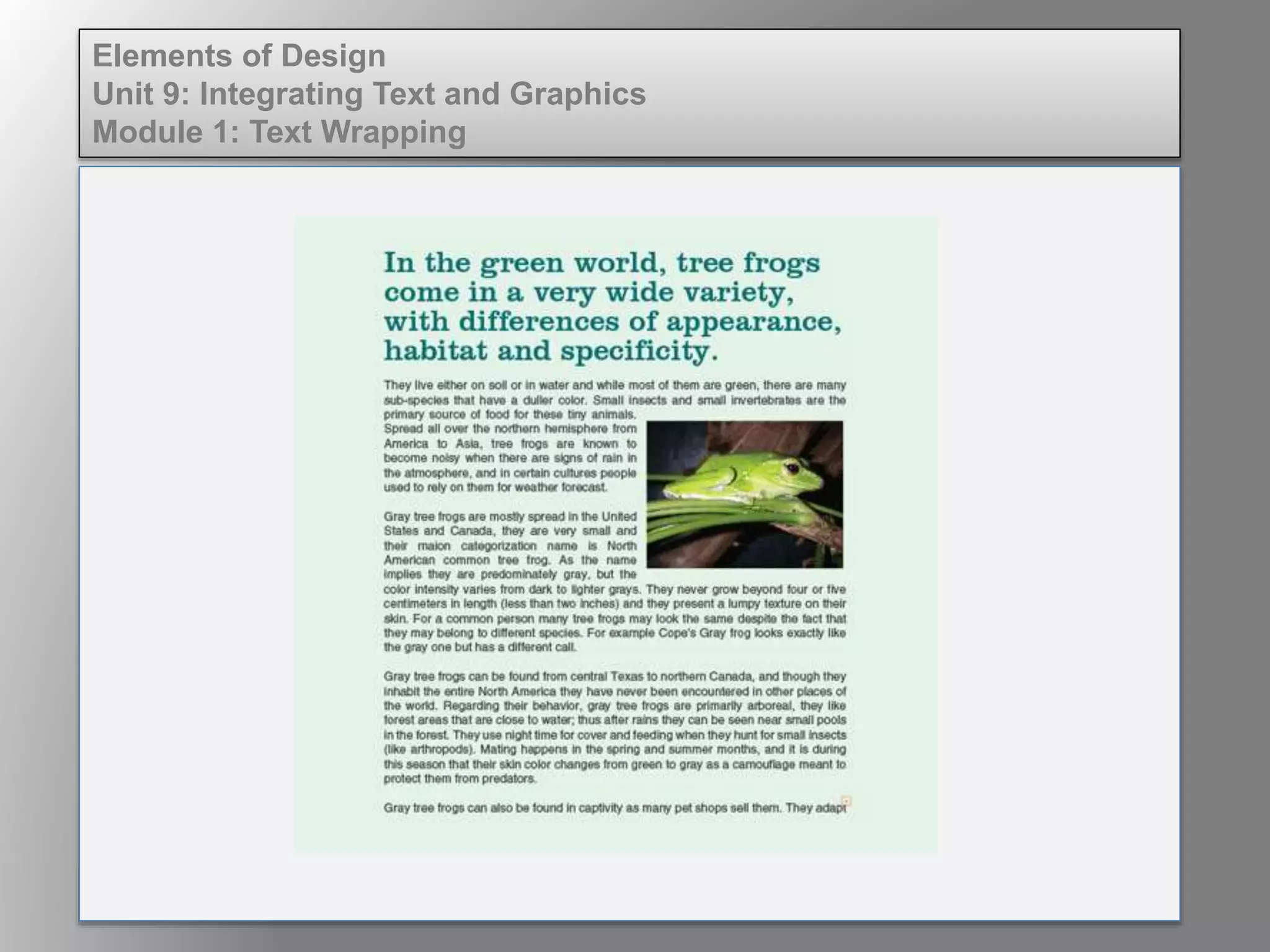 Elem of design unit 9 module 1 integrating text and graphics | PPTX