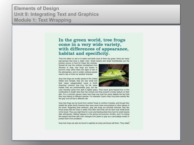 Elem of design unit 9 module 1 integrating text and graphics | PPTX