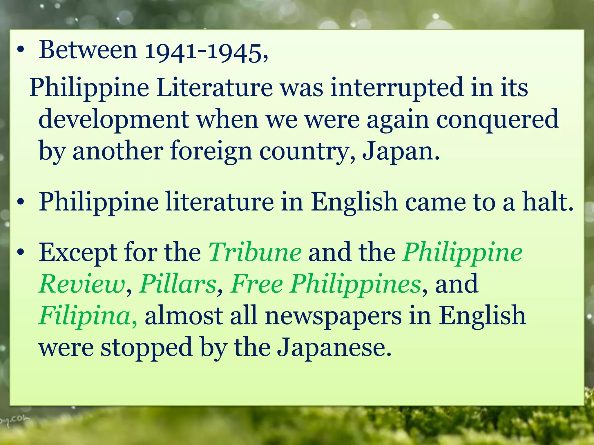 Japanese Period of the Philippine Literature | PPTX