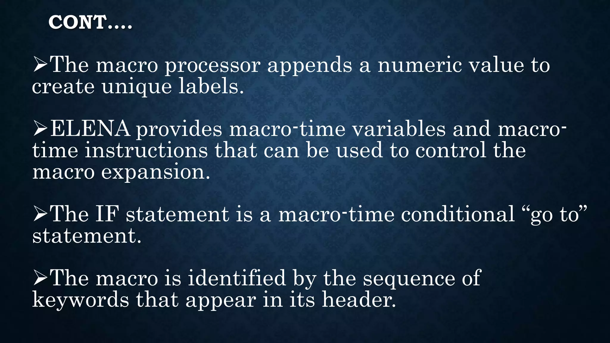Elena Macro Processor | PPTX | Programming Languages | Computing