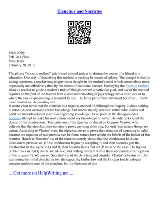 Elenchus And Socrates | PDF