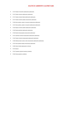 Elenco additivi alimentari | PDF