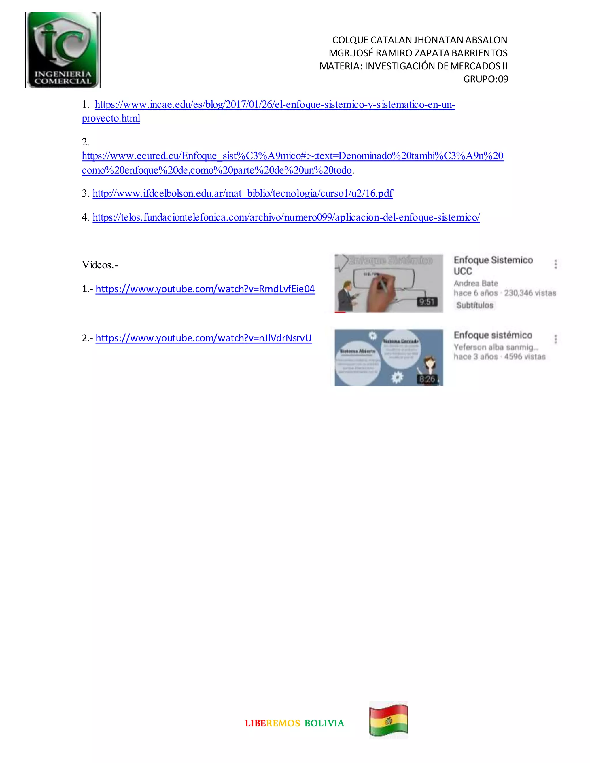 El enfoque sistematico jhonatan colque | DOCX