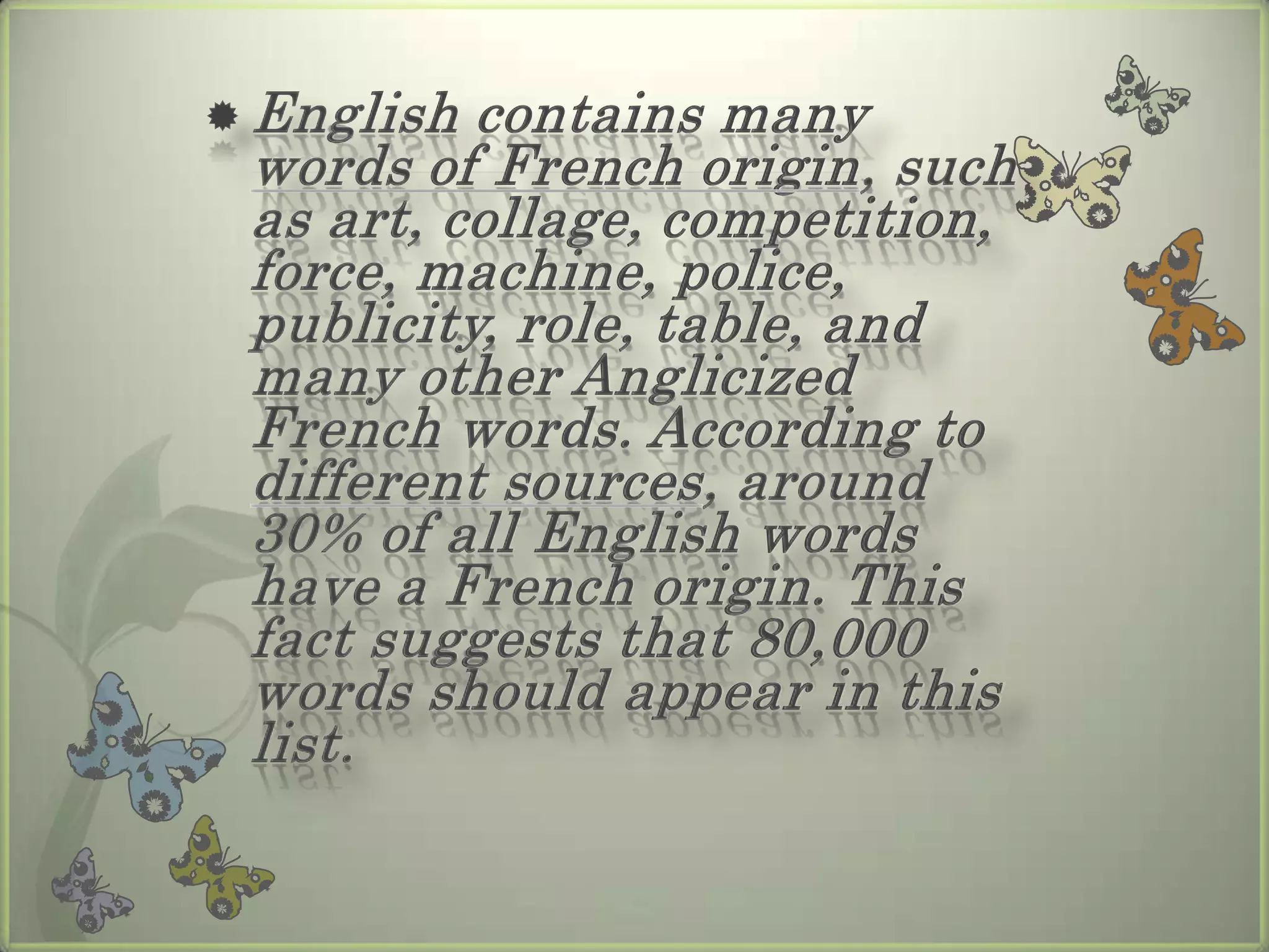 Elen list of english words of french origin | PPTX