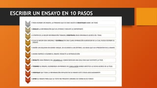10 Pasos para realizar un ensayo | PPT